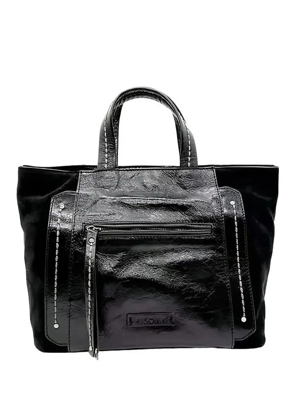 VISONA` Patent Leather Tote Bag - Black