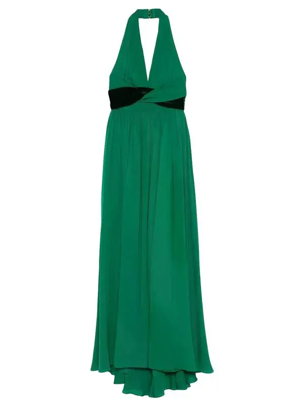 Elie Saab V-neck A-line Maxi Dress - Green