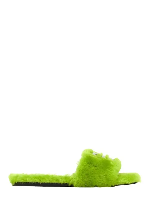 Givenchy 4g Shearling Slides - Green