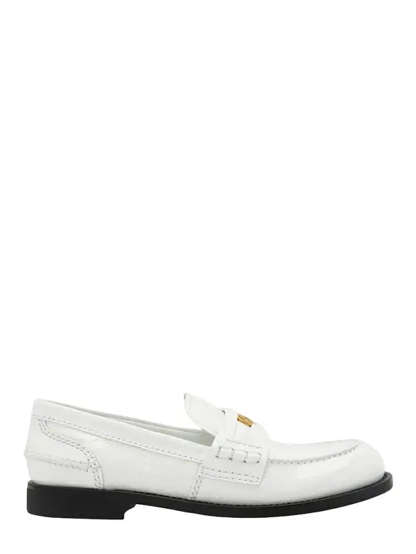 Miu Miu Shiny Leather Penny Loafers - White
