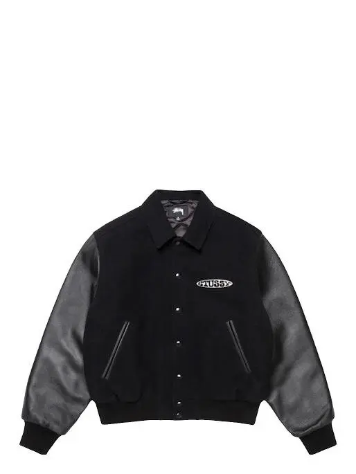 StÜssy Globe Varsity Jacket - Black