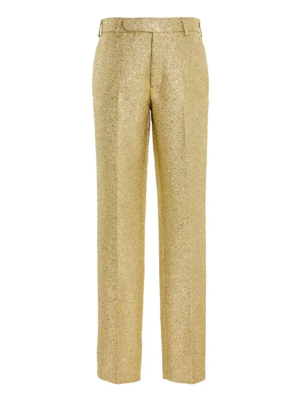 SERGIO HUDSON Sequined Straight Leg Trousers - Gold