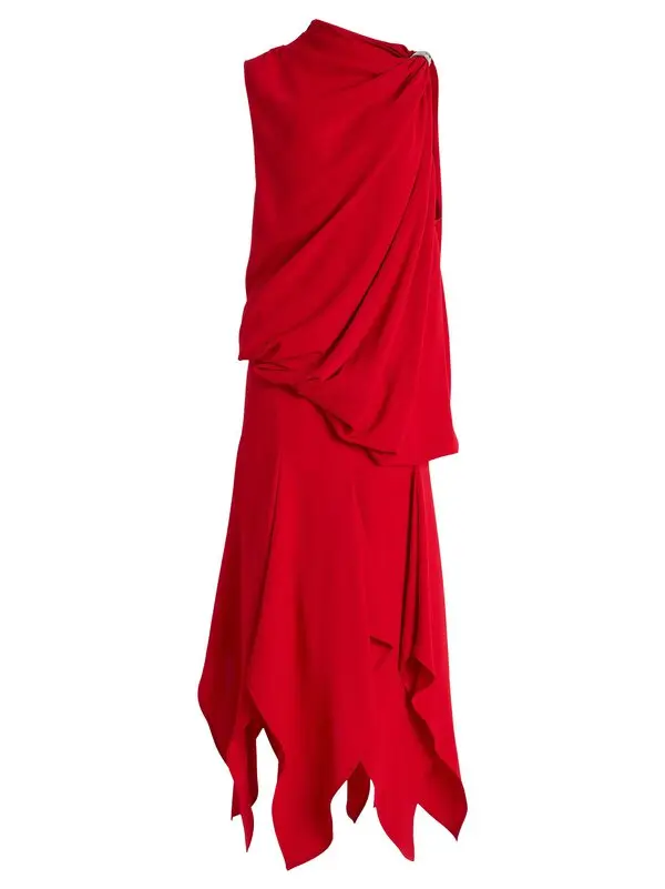 Proenza Schouler Denise Draped Crepe Midi Dress - Red