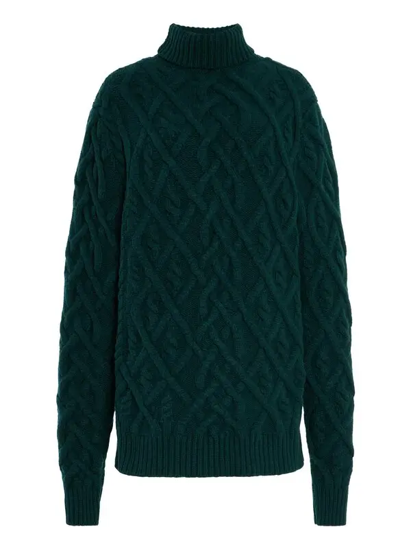 SERGIO HUDSON Cable-knit Turtleneck Sweater - Dark Green