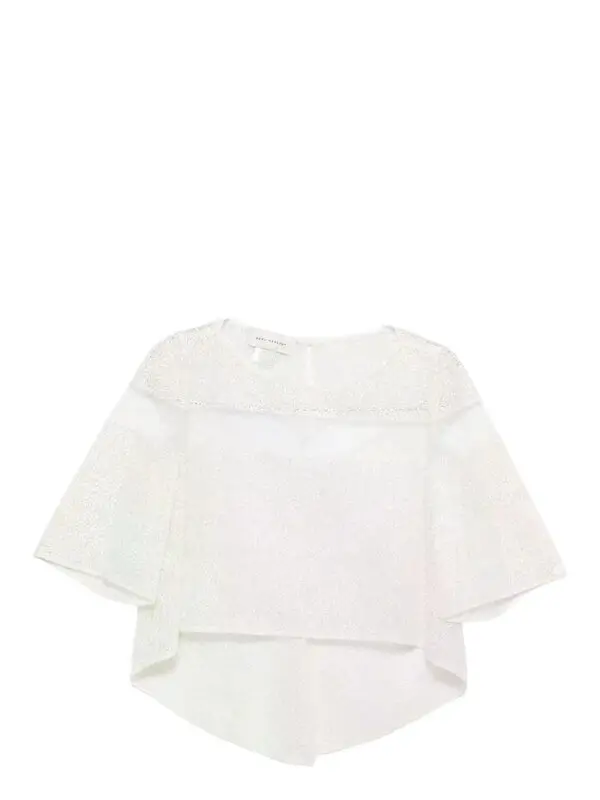 GEMY MAALOUF Semi-sheer Bell-sleeve Top - White