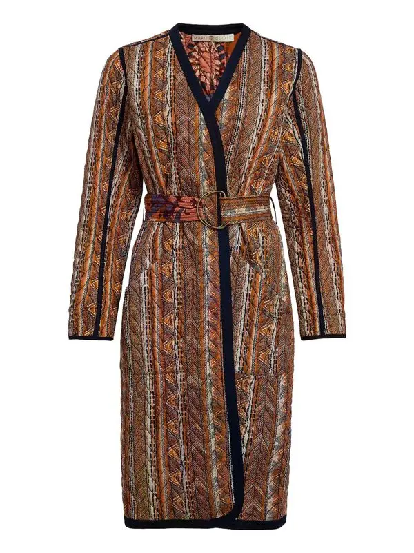 MARIE OLIVER Lee Quilted Belted Coat - Brown