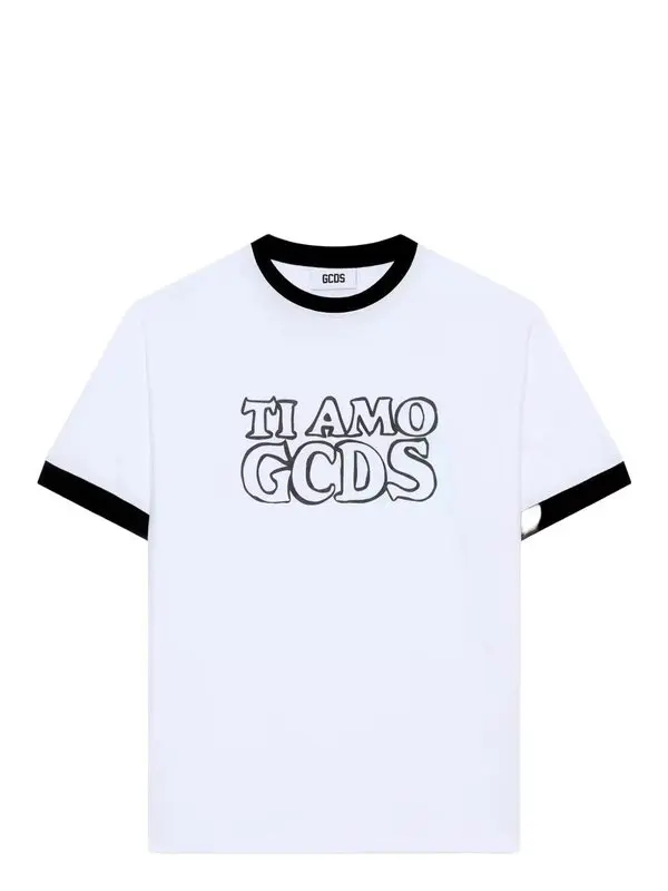 Gcds Graphic-print Ringer T-shirt - White