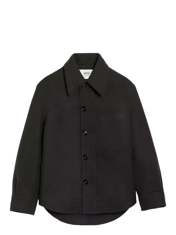 Ami Button-up Wool Jacket - Black