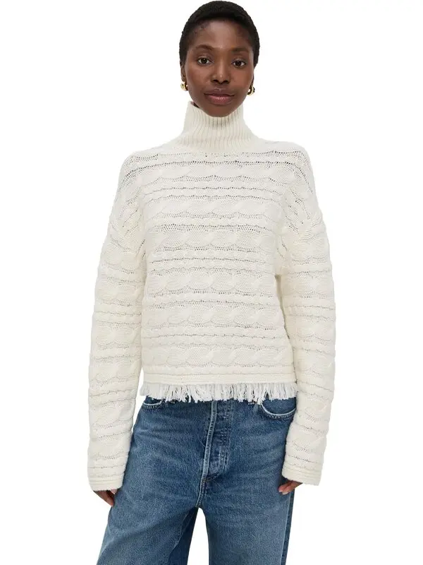 Guest In Residence Cropped Cable Turtleneck - Cream