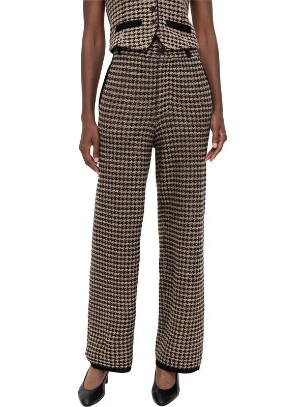 Guest In Residence Cashmere Houndstooth Tailored Trousers - Black/dune