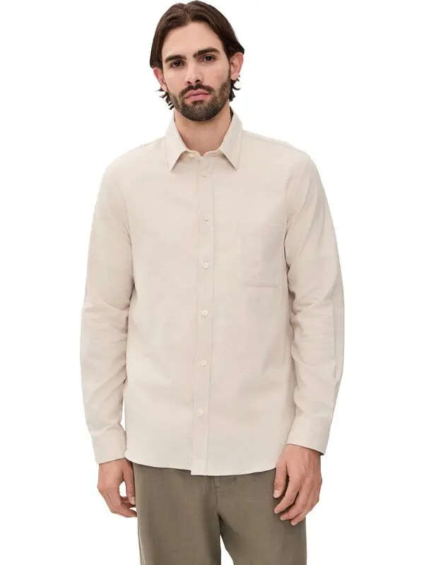 Frescobol Carioca Telles Cotton Flannel Relaxed Fit Shirt - Ecru