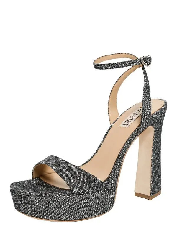 Badgley Mischka Caia Platform Pumps - Pewter Glitter