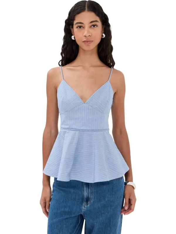 Co Striped Peplum Camisole - Blue Multi