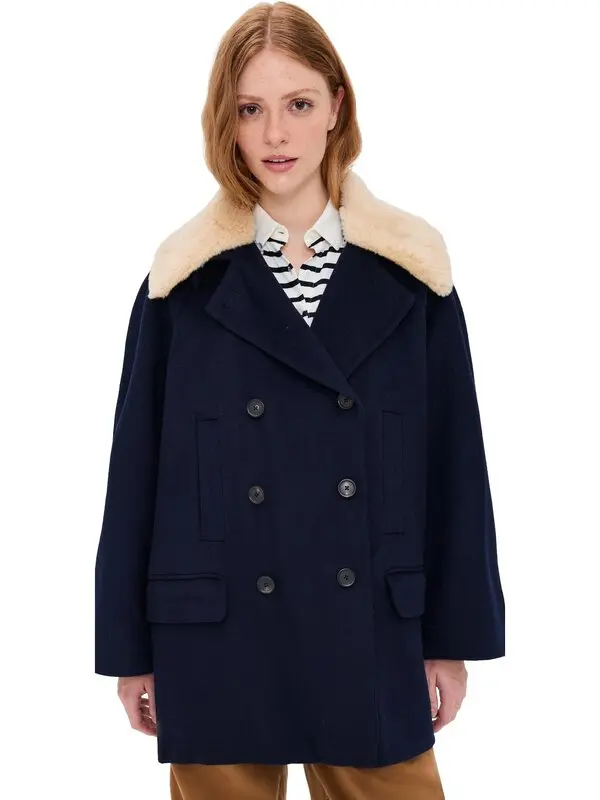 Sea Astra Double-faced Pea Coat - Navy