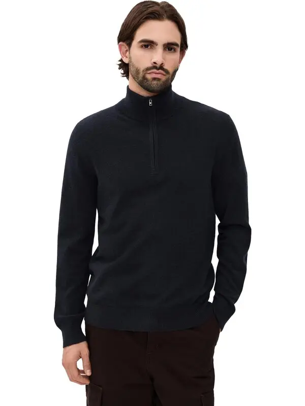 Vince Cashmere Quarter Zip Sweater - Coastal