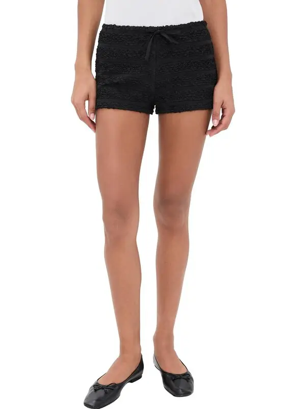 Lioness Textured Shorts With Drawstring - Onyx