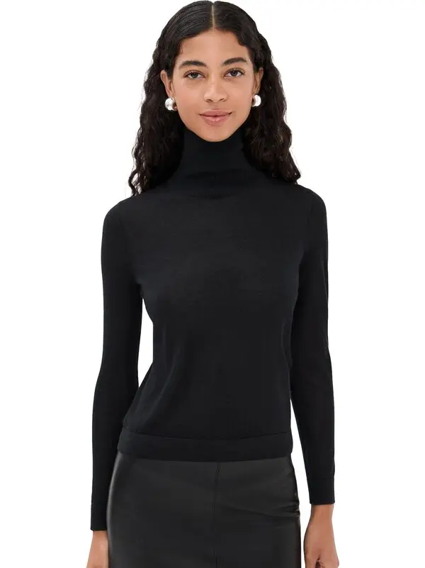 Co Long Sleeve Cashmere Turtleneck - Black