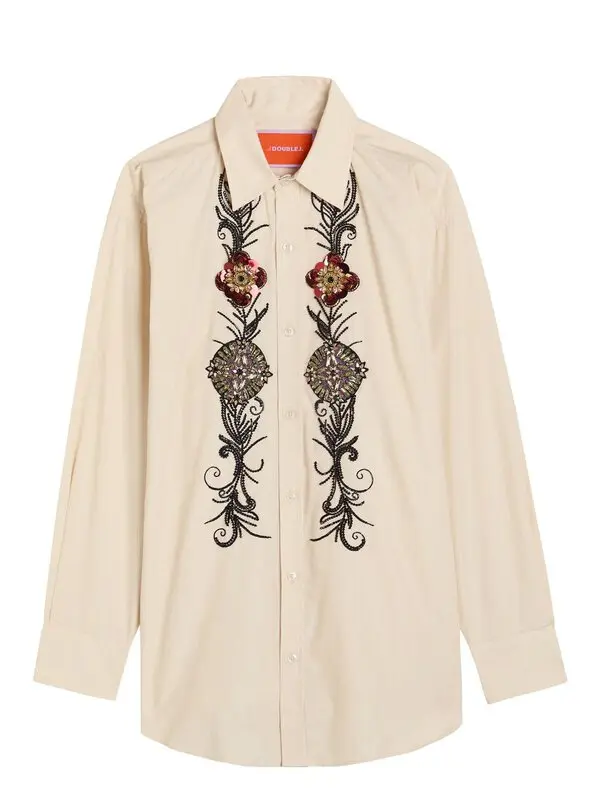 La DoubleJ Embroidered Cotton Poplin Shirt - Multicoloured