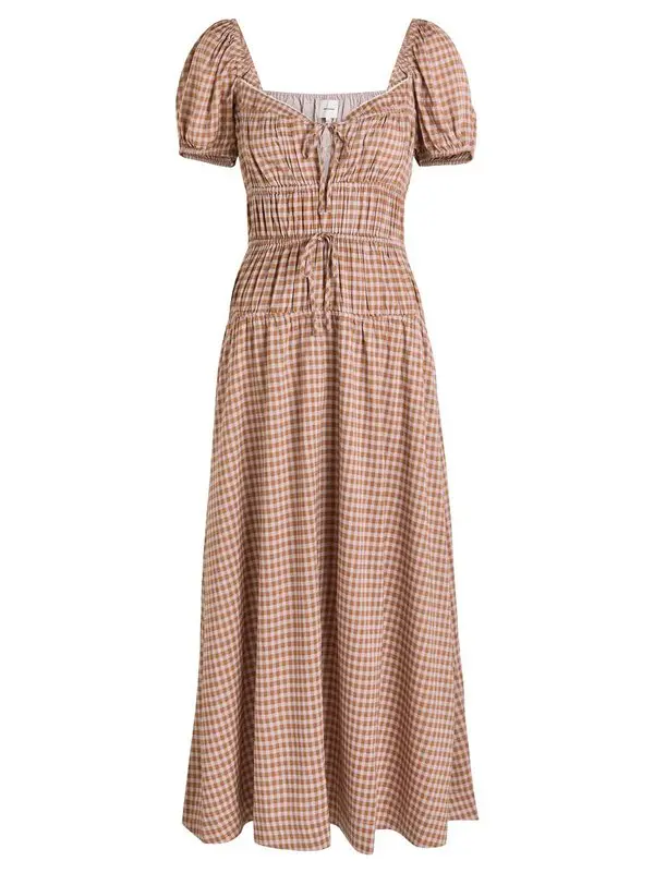 REFORMATION Rhett Checked Woven Midi Dress - Multicoloured