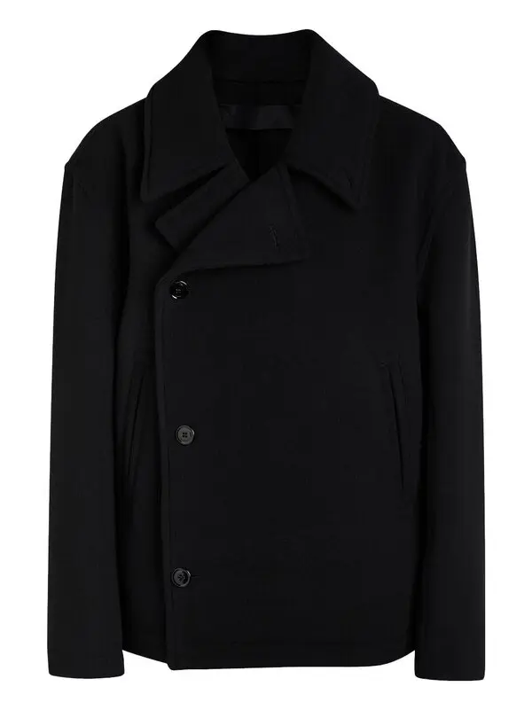 LEMAIRE Wool Boxy Pea Coat - Black