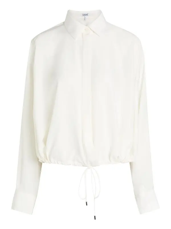 Loewe Drawstring Silk-crepe Shirt - White