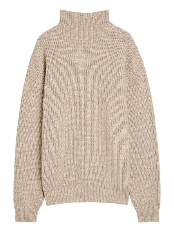 LEMAIRE High-neck Ribbed Alpaca-blend Jumper - Beige
