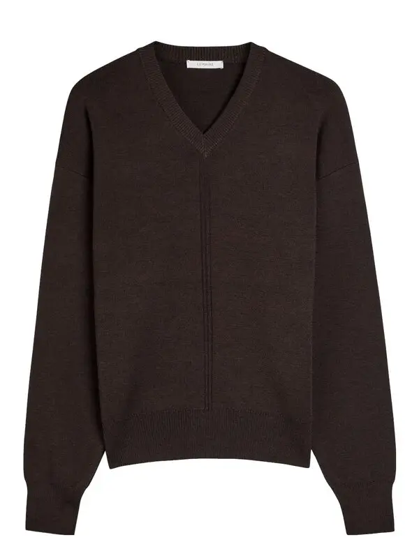 LEMAIRE V-neck Wool-blend Jumper - Brown