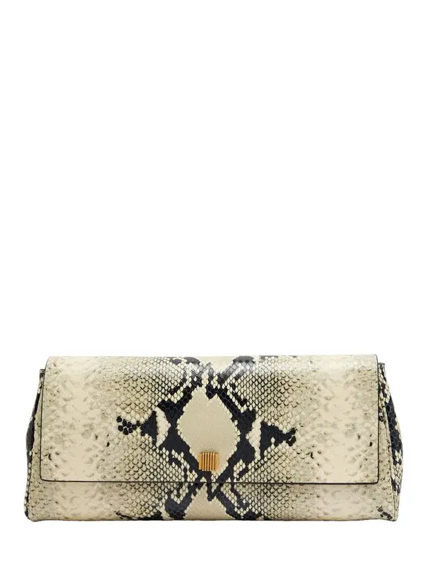 Khaite Audrey Python-effect Leather Clutch - Natural
