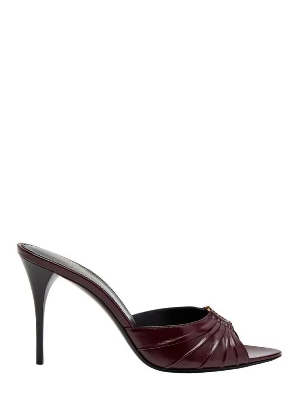 Saint Laurent Gippy 90 Leather Sandals - Burgundy
