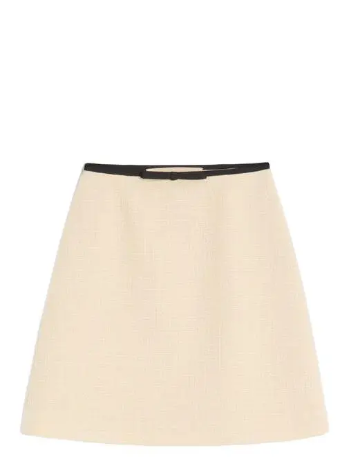 Valentino Garavani Plain Wool Tweed Skirt - Almond/black