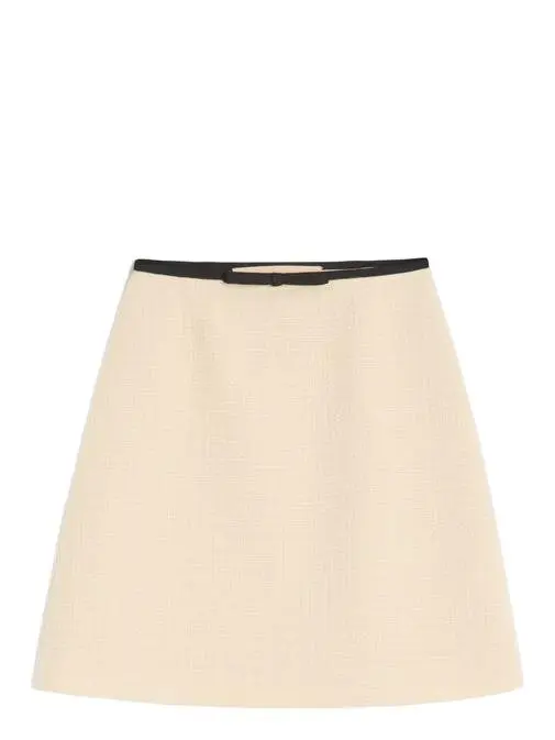 Valentino Garavani Plain Wool Tweed Skirt - Almond/black