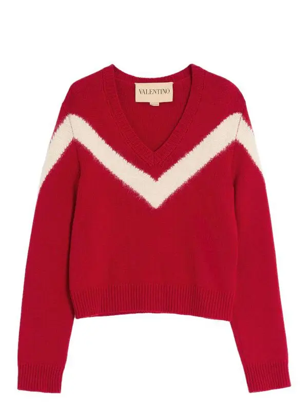 Valentino Garavani Wool Jumper With Vlogo Bow - Paris/ivory