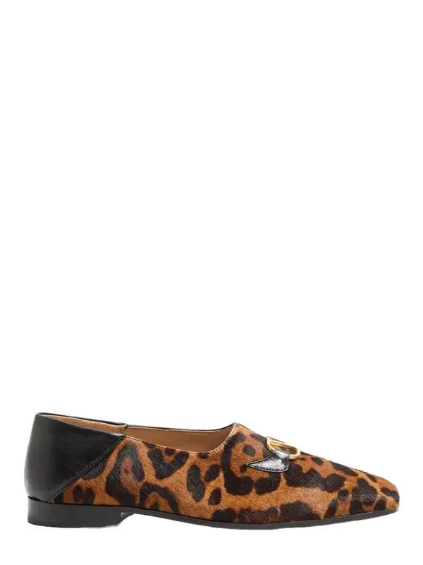 Valentino Garavani Fauve Eclat Haircalf Babouche Loafers - Animal Print