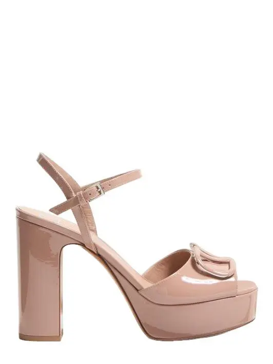 Valentino Garavani Vlogo Signature Patent Leather Platform Sandal - Rose Cannelle