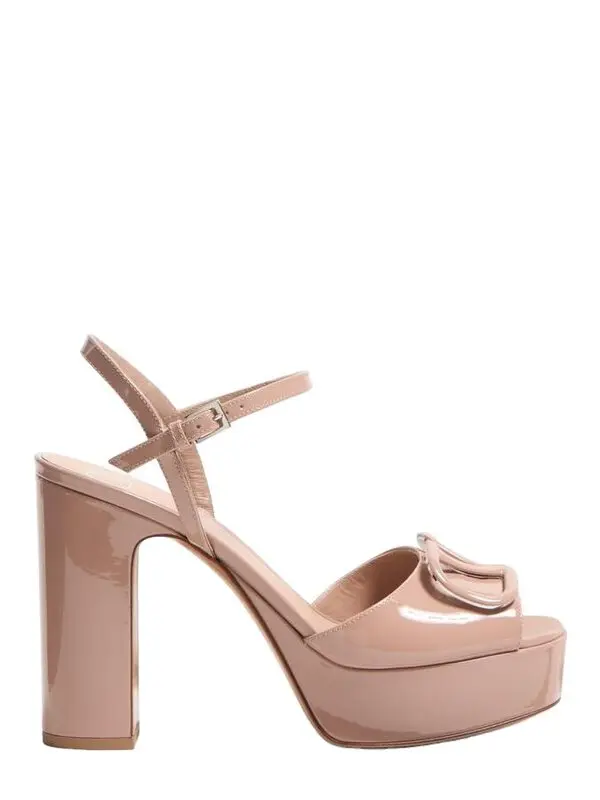 Valentino Garavani Vlogo Signature Patent Leather Platform Sandal - Rose Cannelle