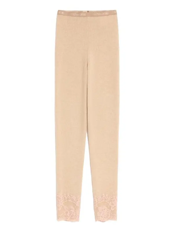 Valentino Garavani Cashmere Leggings With Lace Detail - Alabaster