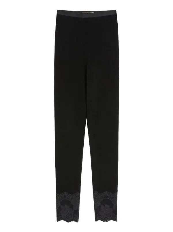 Valentino Garavani Cashmere Leggings With Lace Detail - Black