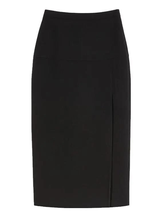 Valentino Garavani Wool Crepe Midi Skirt - Black
