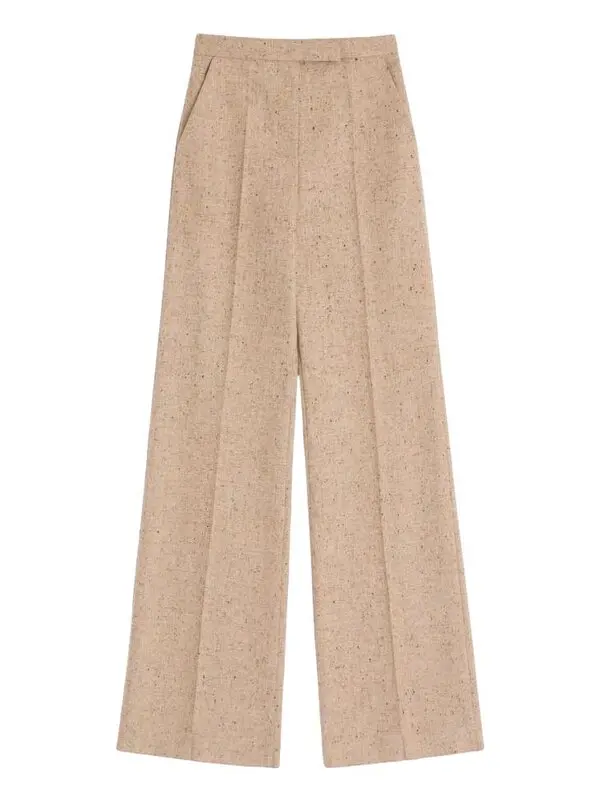 Valentino Garavani Natté Buttoned Weave Palazzo Trousers - Ivory/beige