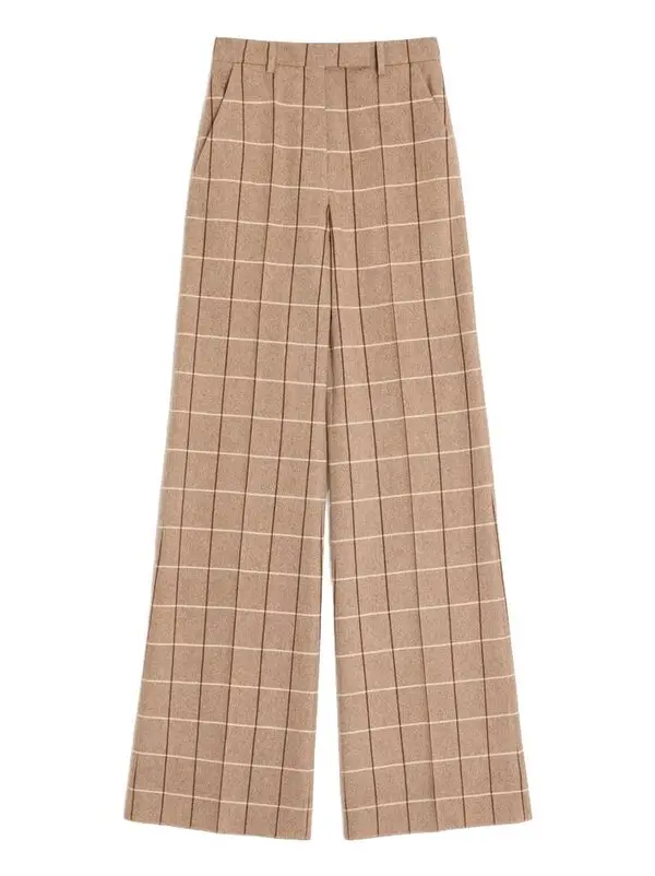 Valentino Garavani Wool Palazzo Trousers - Beige/maroon/ivory