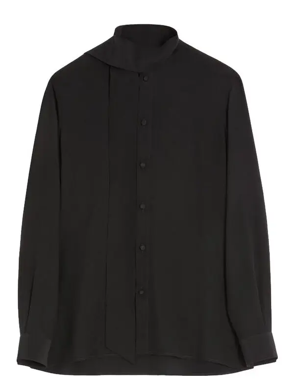 Valentino Garavani Crepe De Chine Silk Shirt With Scarf Collar - Black
