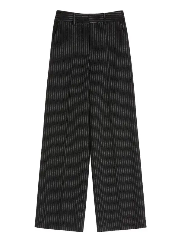 Valentino Garavani Pinstripe Wool And Silk Trousers - Black/white