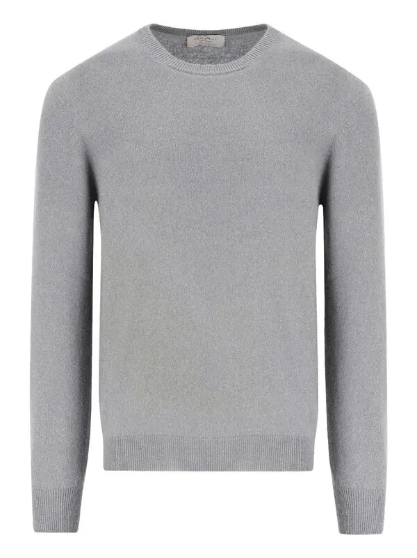CHEZ PAUL Ribbed Cashmere Crew Neck Sweater - Grey