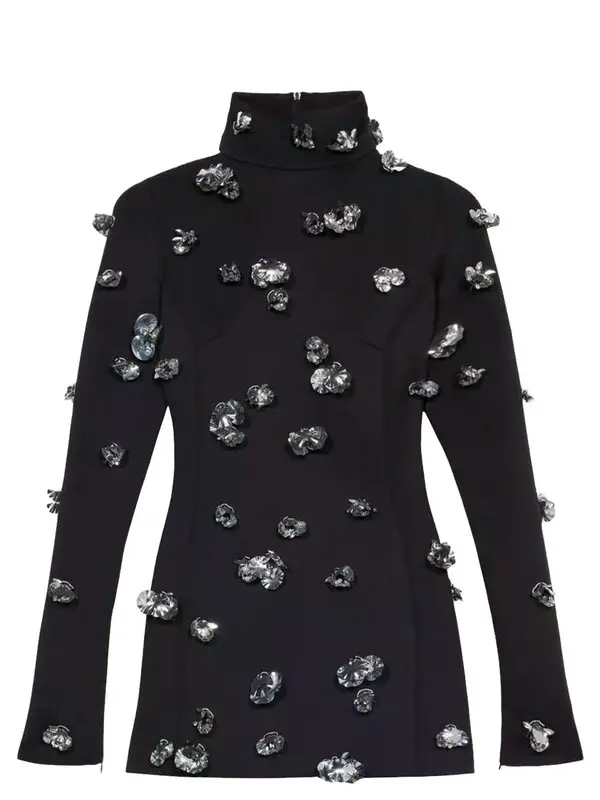 Blumarine Flower-embellished Mini Dress - Black