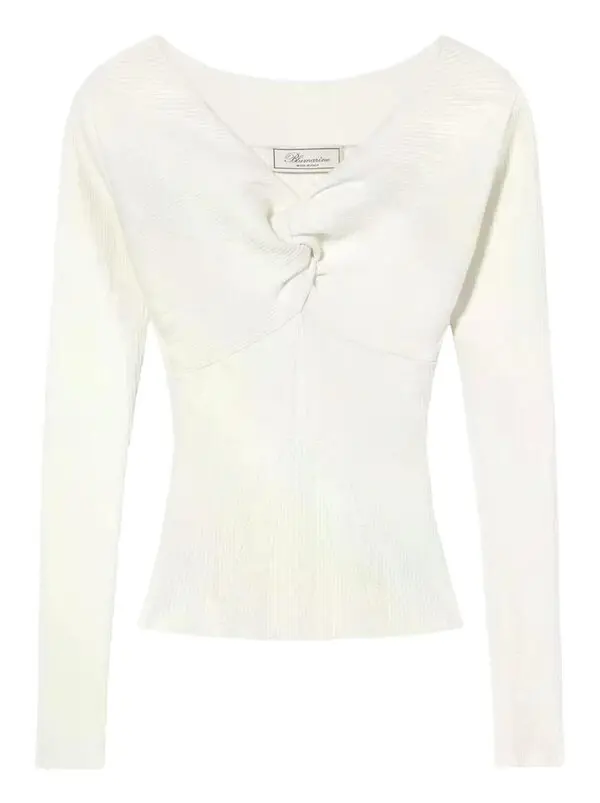Blumarine Twist-front Ribbed Top - White