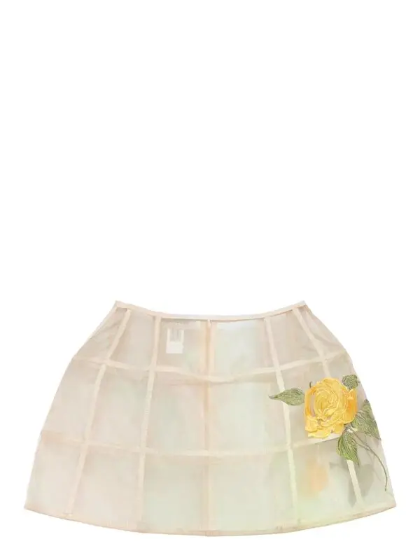 GEMY MAALOUF Rose-embroidery Panelled Mini Skirt - Neutrals