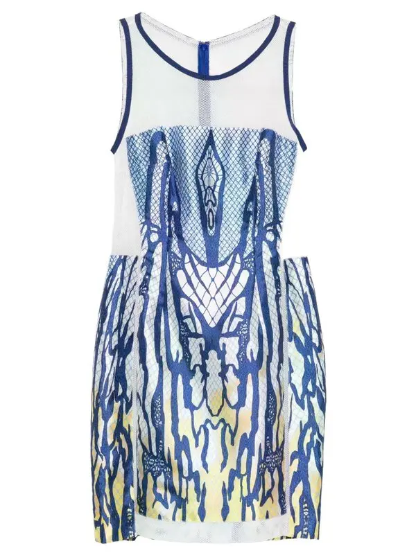 GEMY MAALOUF Mesh-insert Mini Dress - Blue