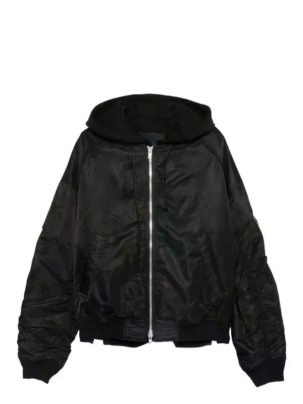 JUUN.J Hooded Bomber Jacket - Black
