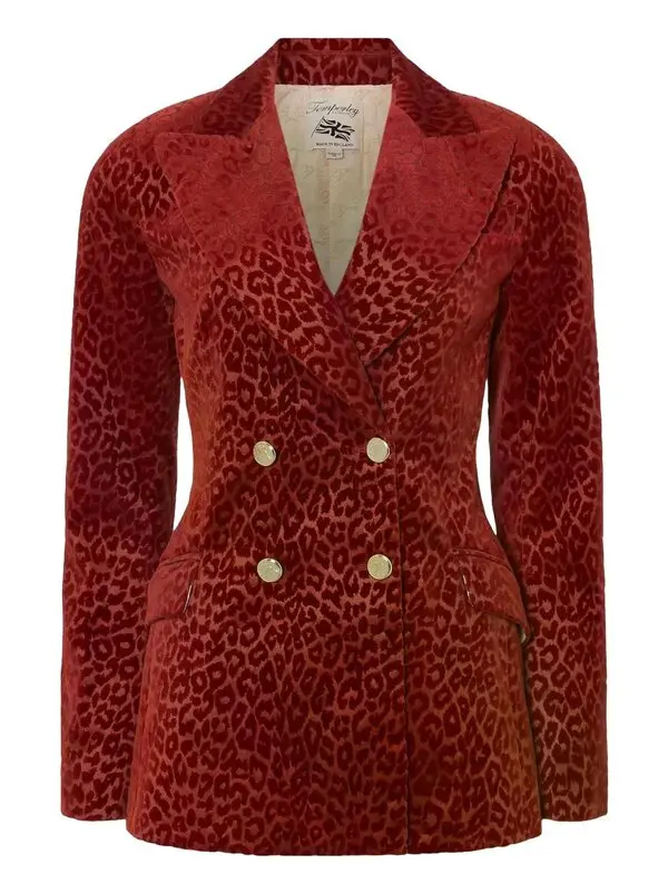 TEMPERLEY LONDON Leopard-pattern Double-breasted Blazer - Red