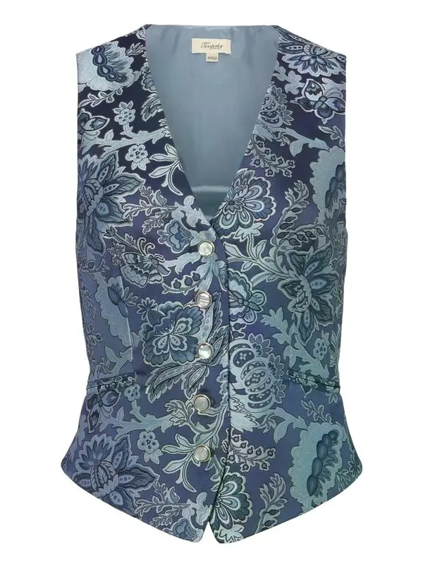 TEMPERLEY LONDON Floral-print Buttoned Waistcoat - Blue